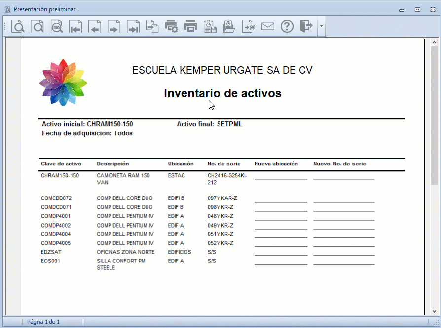 Reporte - Inventario de activos fijos - Portal de Clientes Siigo Aspel